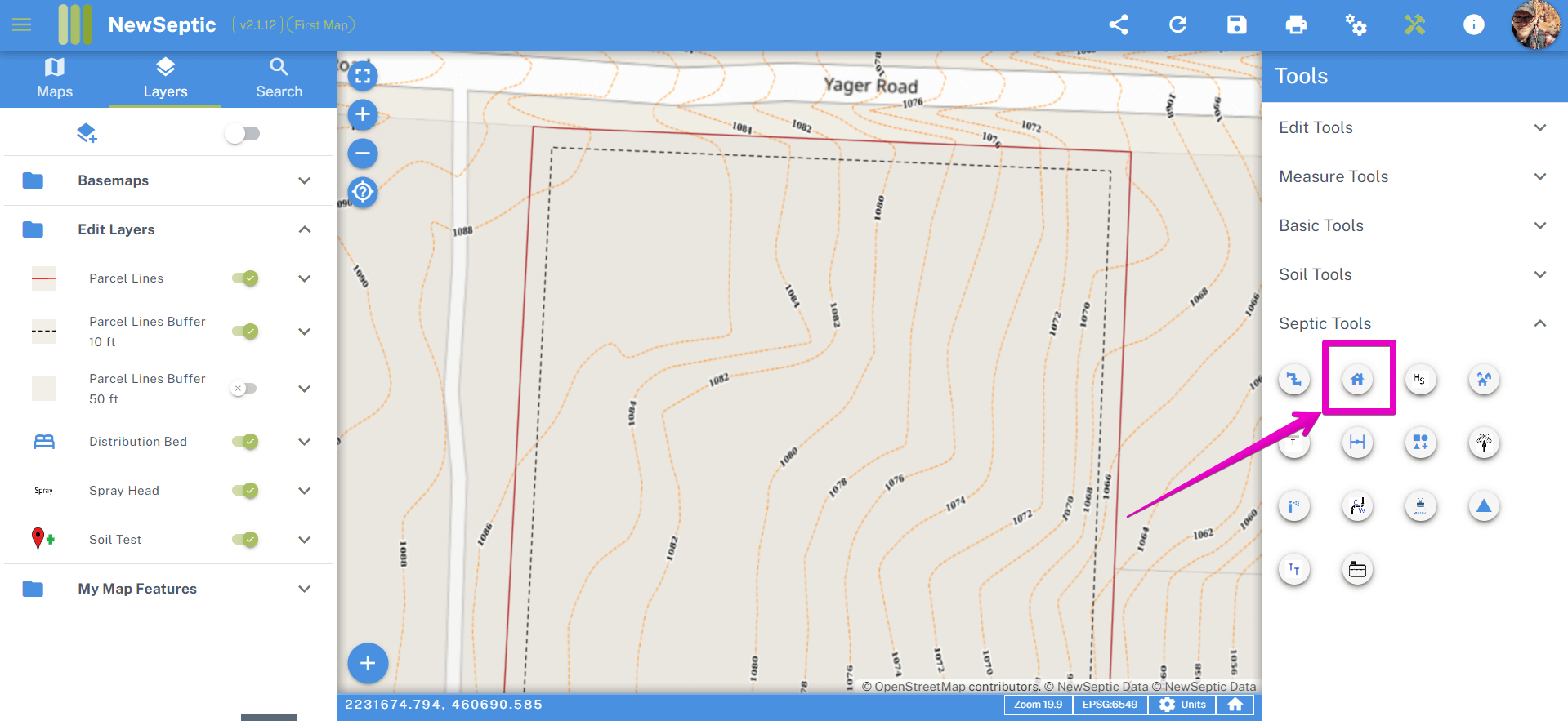 Septic Building with Flow Tool | LANDPLAN